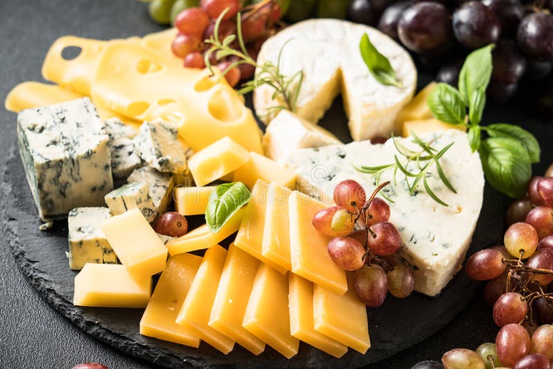 Cheese Platter with Craft Cheese Assortment on Slate Board. Stock Image ...