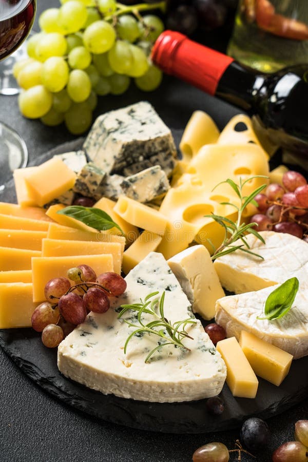 Cheese Platter with Craft Cheese Assortment on Slate Board. Stock Image ...
