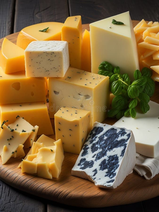 Cheese Platter with Different Types of Cheese, Close-up Cheese ...
