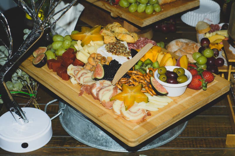 Cheese Platter with Fruits and Cold Meats Stock Photo - Image of delicious, catering: 273416330