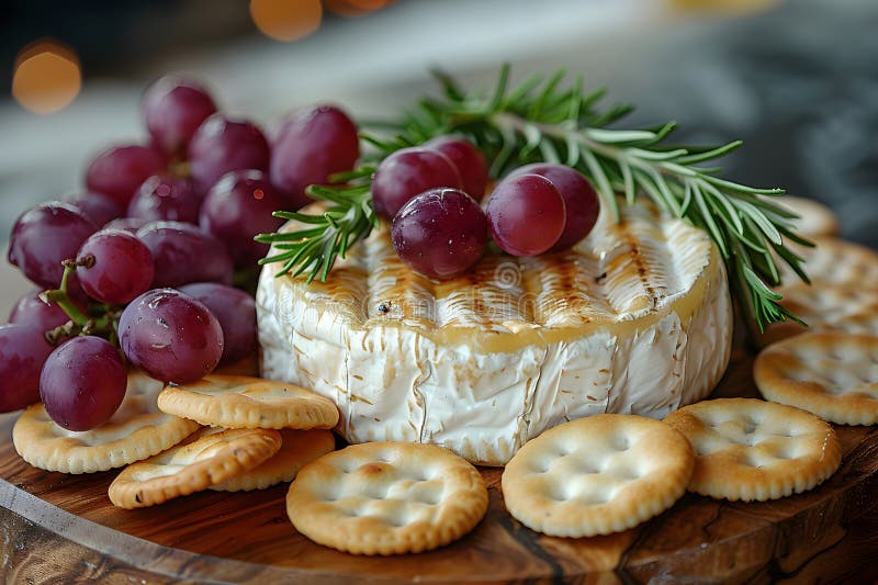 Cheese Platter with Grapes and Crackers Stock Photo - Image of gourmet ...