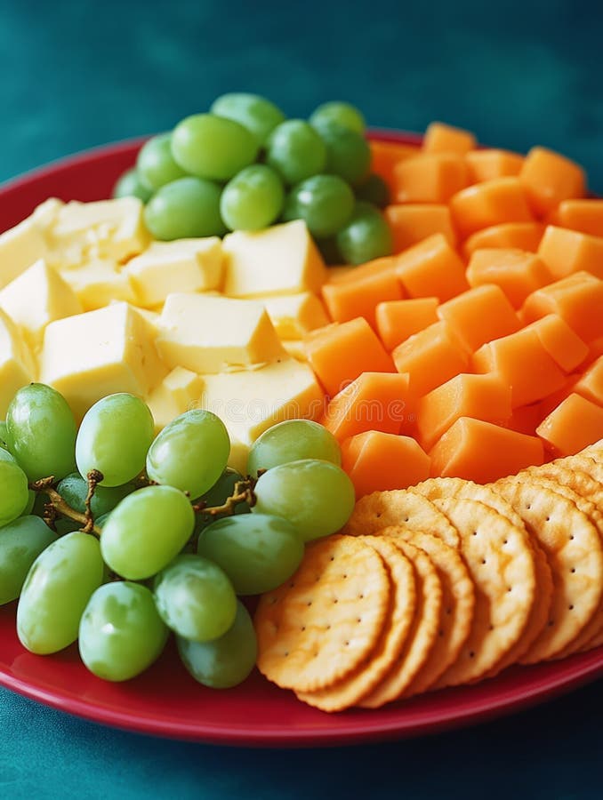 Cheese Platter with Grapes and Crackers. Stock Image - Image of ...