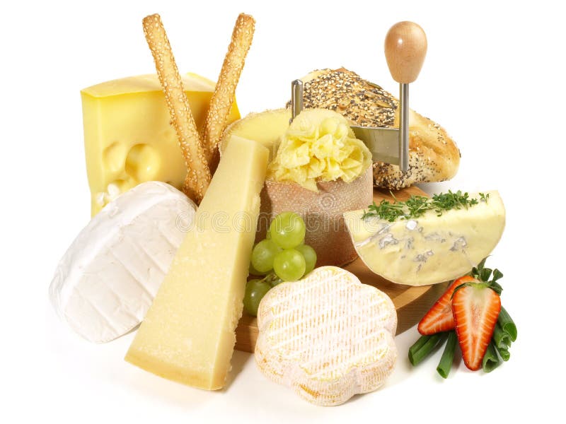 Cheese Platter with Cheese Slicer on White Background - Isolated Stock ...
