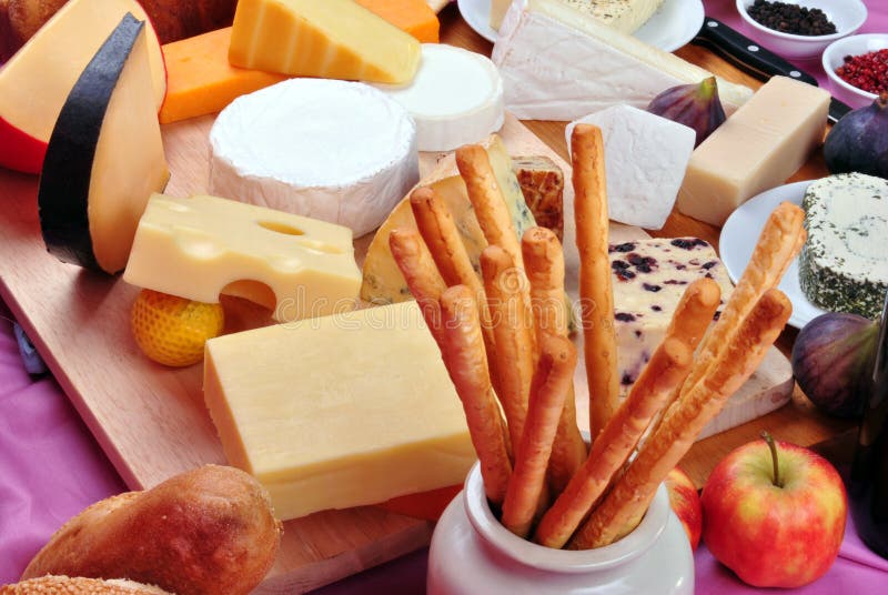 Cheese Platter with Some Fresh Cheese Stock Photo - Image of snack ...