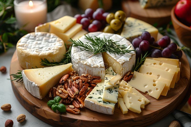 Cheese Platter with a Variety of Soft and Hard Cheeses Stock Image ...