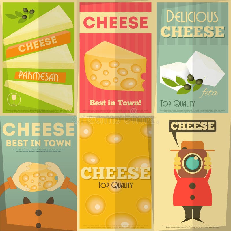 Cheese retro poster design stock vector. Illustration of organic - 42217566