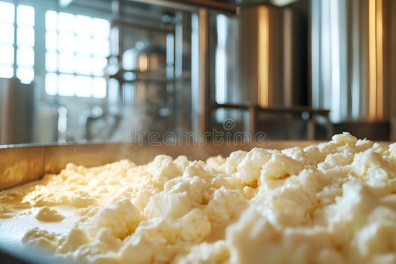 Cheese Production in Dairy Factory with Fermentation Process in ...