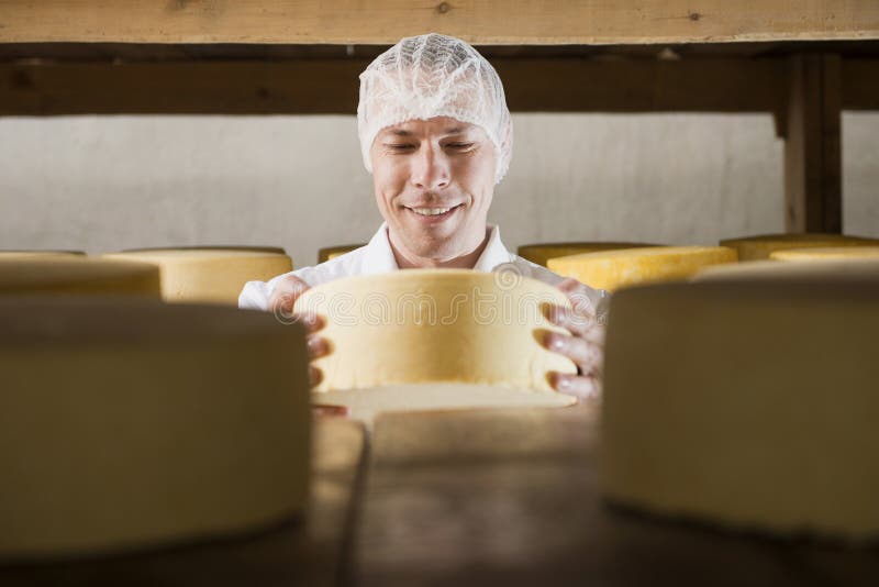 Cheese Production at Factory Stock Image - Image of male, manufacturing ...