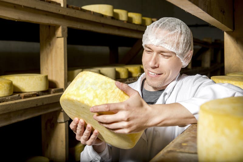 Cheese Production at Factory Stock Image - Image of handwork ...
