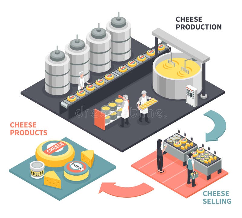 Cheese Production Isometric Flowchart Stock Vector - Illustration of ...