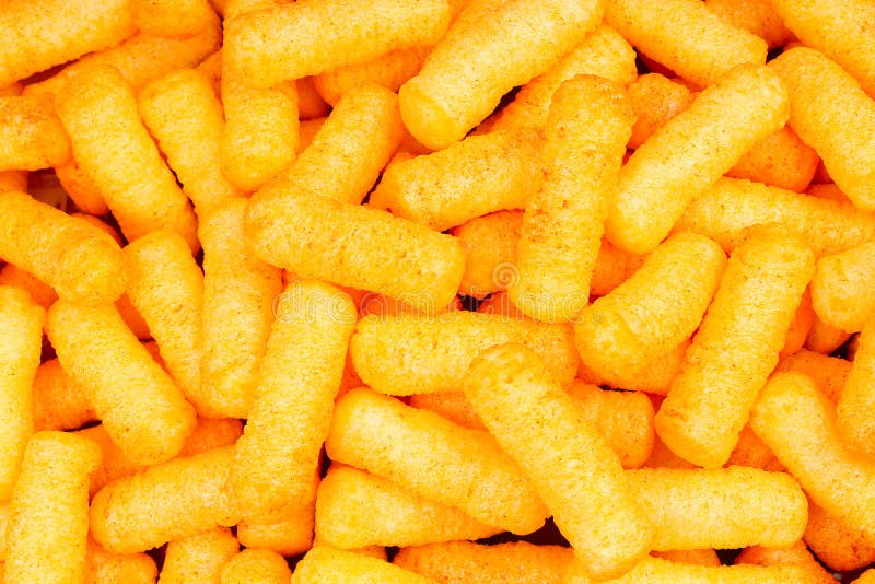 Cheese Puff. Cheese Puffs Snack Background Texture Food Pattern Stock ...