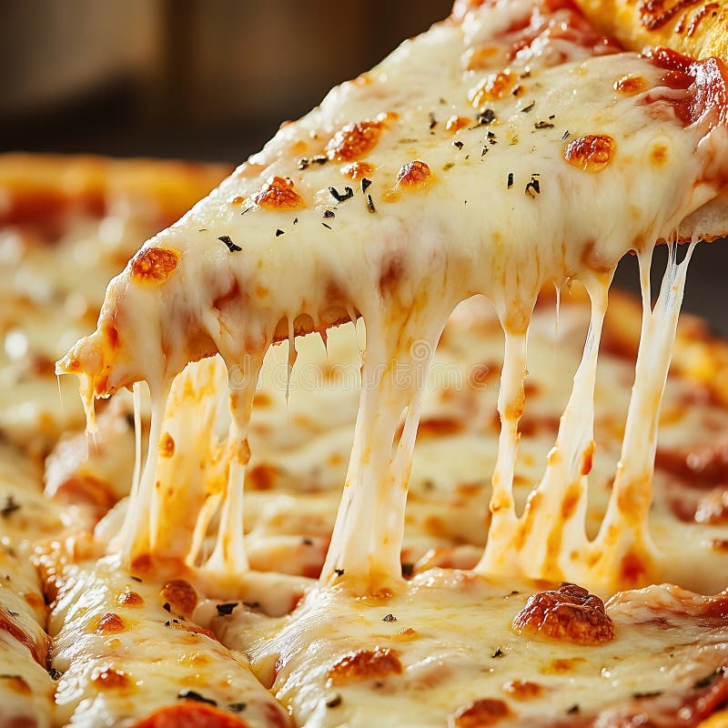 Cheese Pull from Freshly Baked Pizza Slice Stock Illustration ...