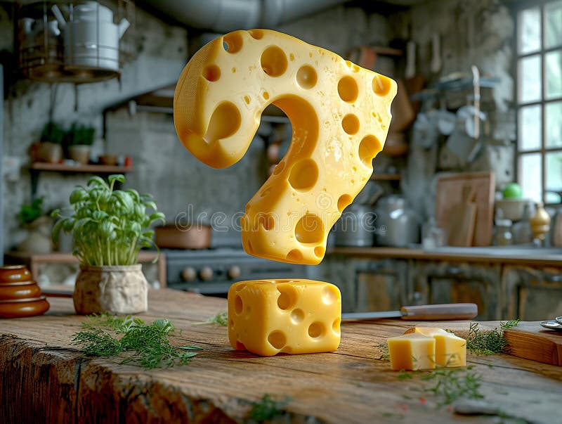 Cheese is a Question Mark in the Kitchen Interior Stock Illustration ...