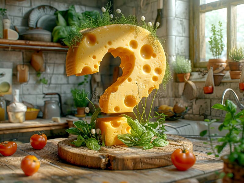 Cheese is a Question Mark in the Kitchen Interior Stock Illustration ...
