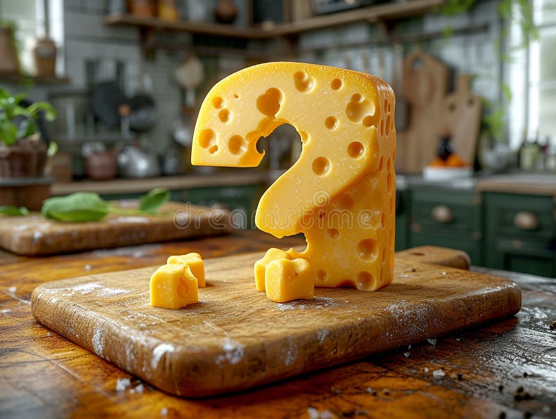 Cheese is a Question Mark in the Kitchen Interior Stock Illustration ...
