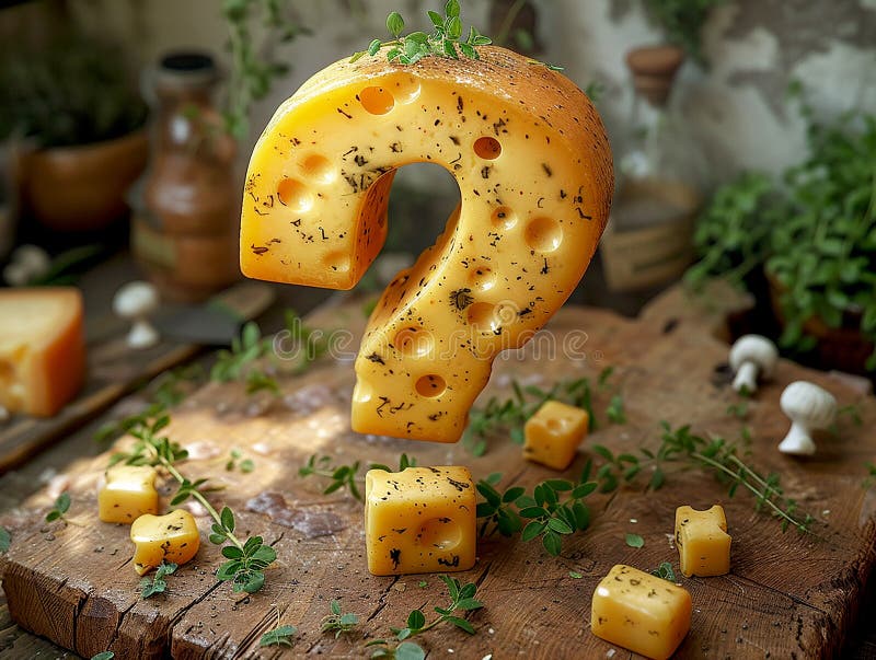 Cheese is a Question Mark in the Kitchen Interior Stock Illustration ...