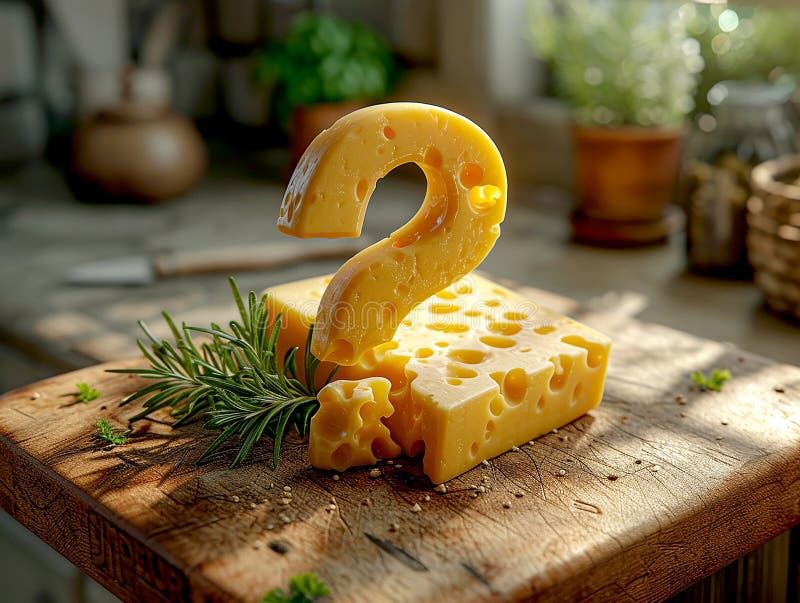 Cheese is a Question Mark in the Kitchen Interior Stock Illustration ...