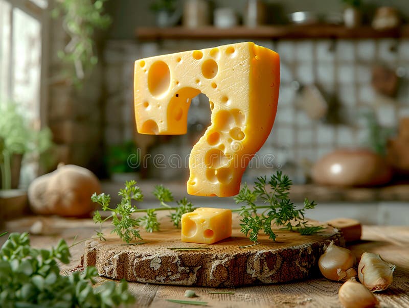 Cheese is a Question Mark in the Kitchen Interior Stock Illustration ...