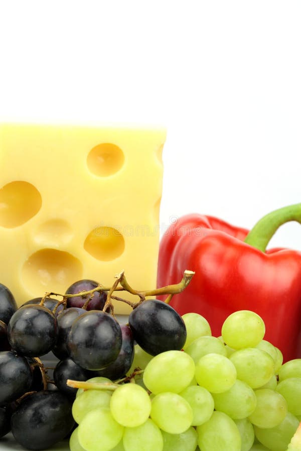 Cheese, Red Pepper and Grapes Stock Image - Image of cheesy, dairy ...
