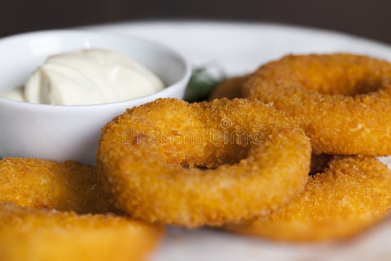 Cheese Rings with Cheese Sauce with Spices Stock Photo - Image of ...