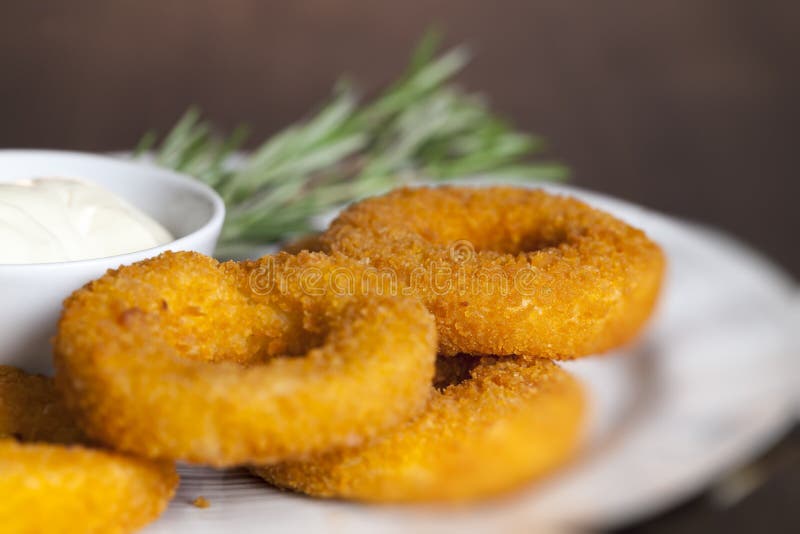 Cheese Rings with Cheese Sauce with Spices Stock Image - Image of ...