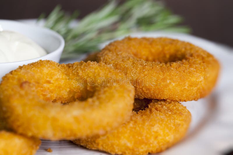 Cheese Rings with Cheese Sauce with Spices Stock Image - Image of ...