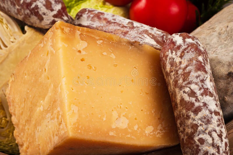 Cheese and salami stock image. Image of wellness, local - 19651627