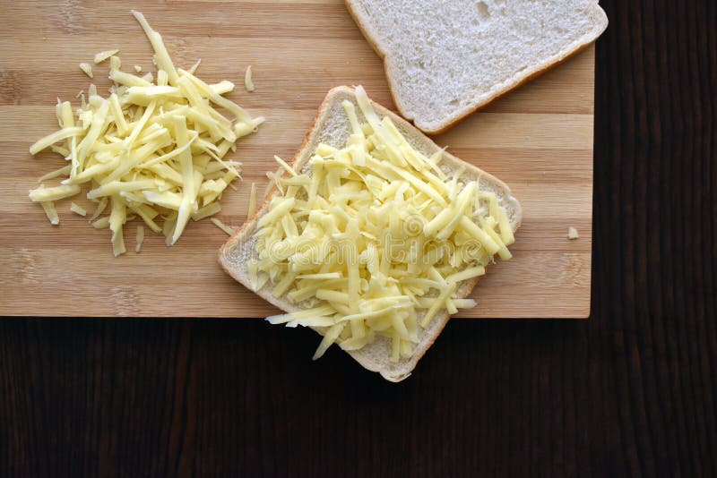 Cheese Sandwich Preparation on a Chopping Board. Stock Image - Image of ...