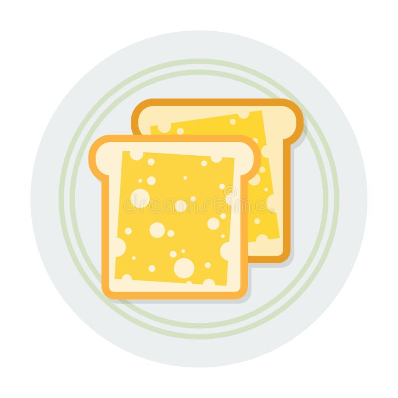 Cheese Sandwiches on a Plate Vector Icon Flat Isolated Stock Vector ...