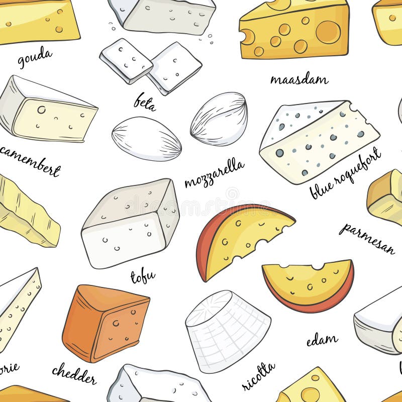 Cheese Seamless Pattern. Can Be Used in Restaurant Menu. Stock ...