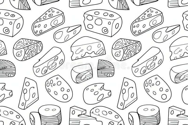 Cheese Seamless Patternseamless Cheese Pattern. Doodle Vector Pattern ...