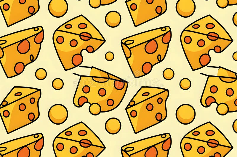 Cheese Seamless Patternseamless Cheese Pattern. Doodle Vector Pattern ...