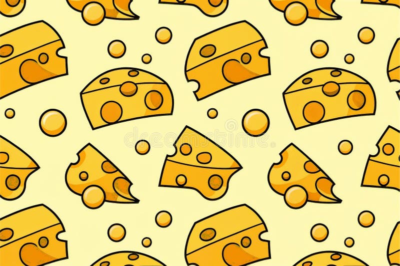 Cheese Seamless Patternseamless Cheese Pattern. Doodle Vector Pattern ...