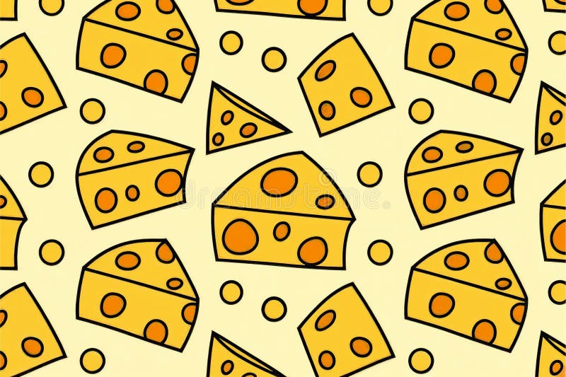 Cheese Seamless Patternseamless Cheese Pattern. Doodle Vector Pattern ...