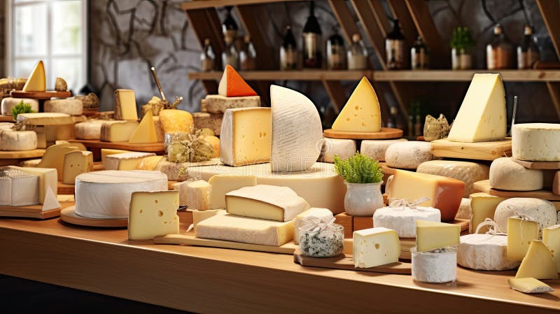 Cheese Section at a Fancy Buffet or a Supermarket Dairy Products ...
