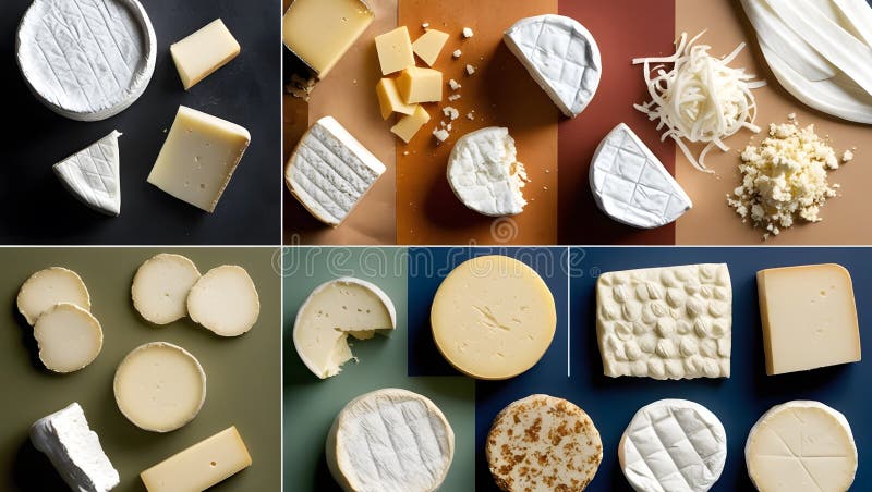 Cheese Sensory Exploration: a Close-Up of Brie, Feta, and Mozzarella ...