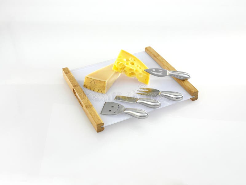 Cheese Serving on a Tray with Cheese Cutters Stock Photo - Image of ...