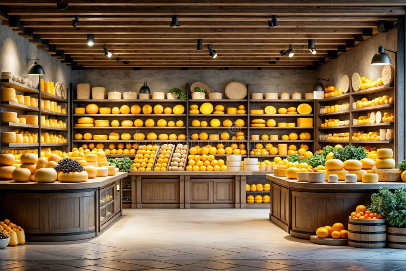 Cheese Shop. Assortment of Cheese on Store Windowss Stock Illustration ...