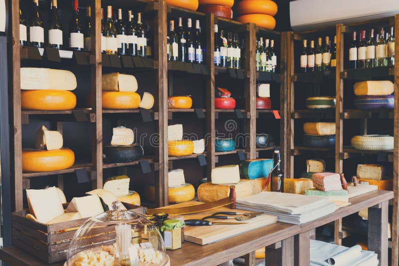 Cheese Shop Shelves, Large Assortment Stock Image - Image of ...