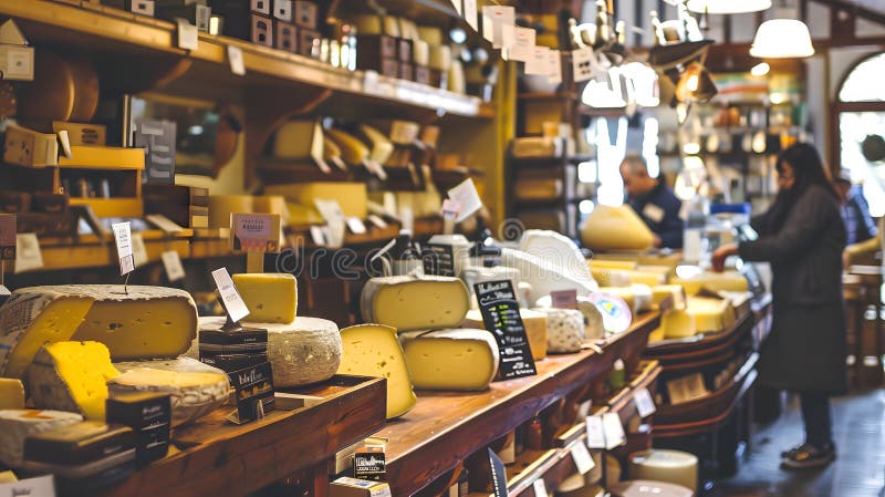 A Cheese Shop with Shelves Lined with Wheels Stock Image - Image of ...