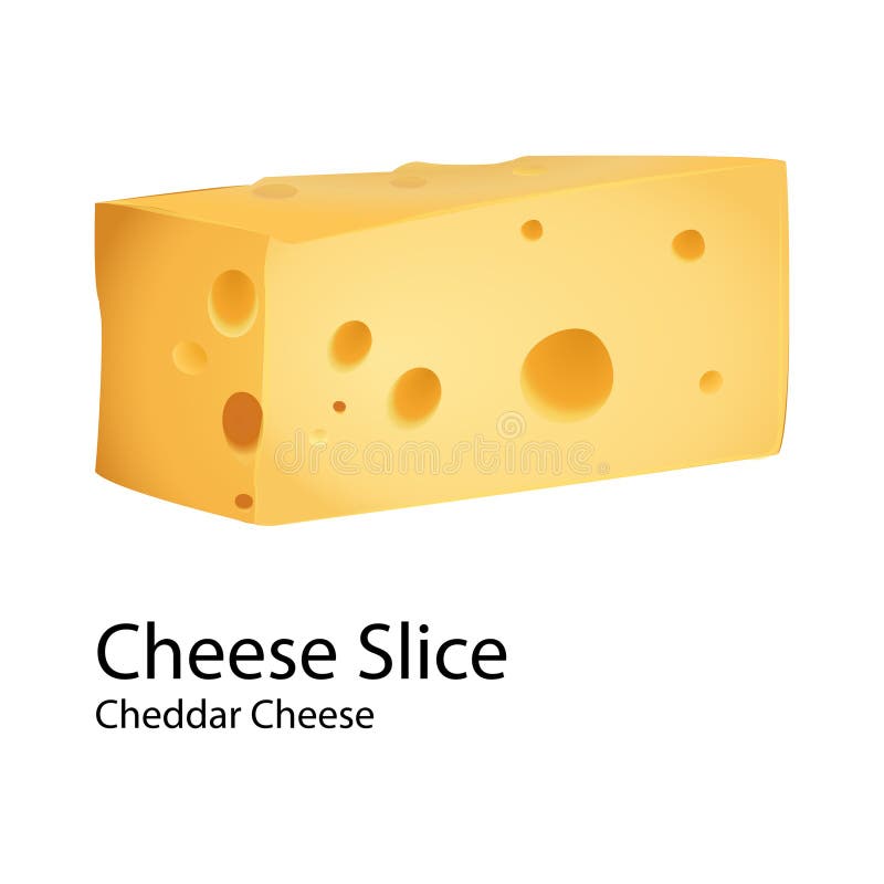 Cheese Slice Cheddar Cheese Illustration Vector Based Drawing on Whtie ...
