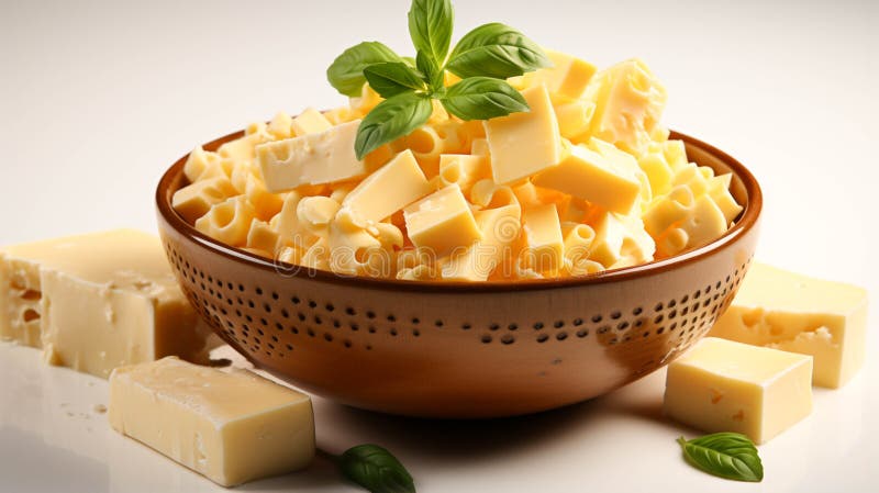 Cheese Slice with Grated Cheese in a Bowl on White Stock Illustration ...