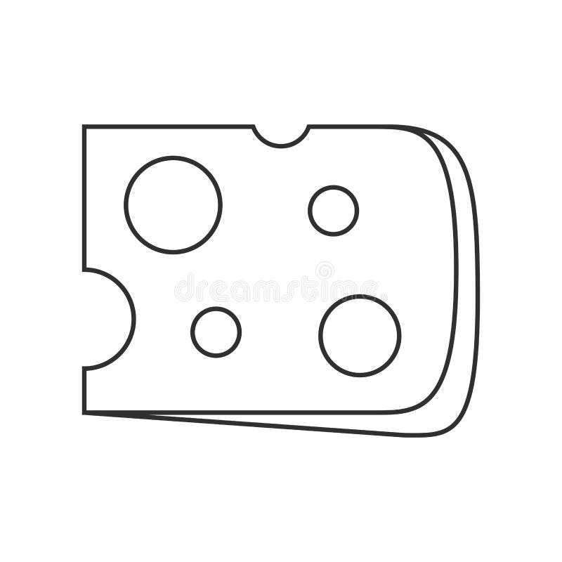 Cheese Slice Icon in Black Flat Outline Design Stock Vector ...