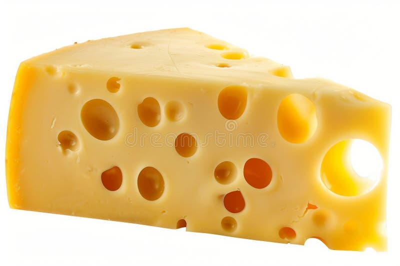 Cheese Slice Illustration Featuring a Classic Yellow Cheese with Holes ...