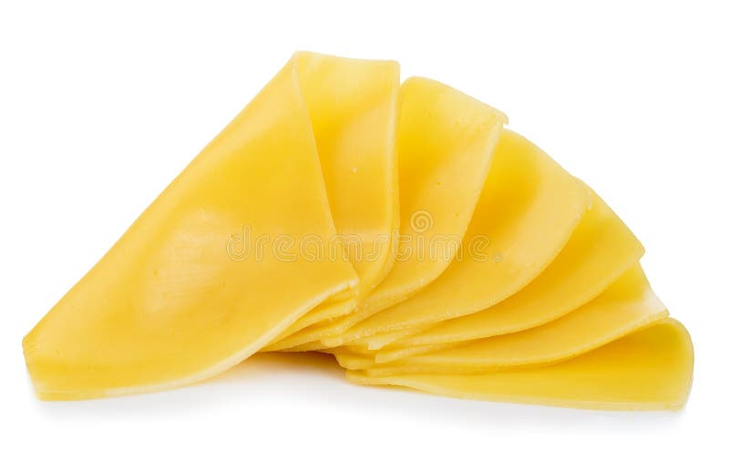Cheese Slices Close-up Isolated on a White Background. Stock Photo ...