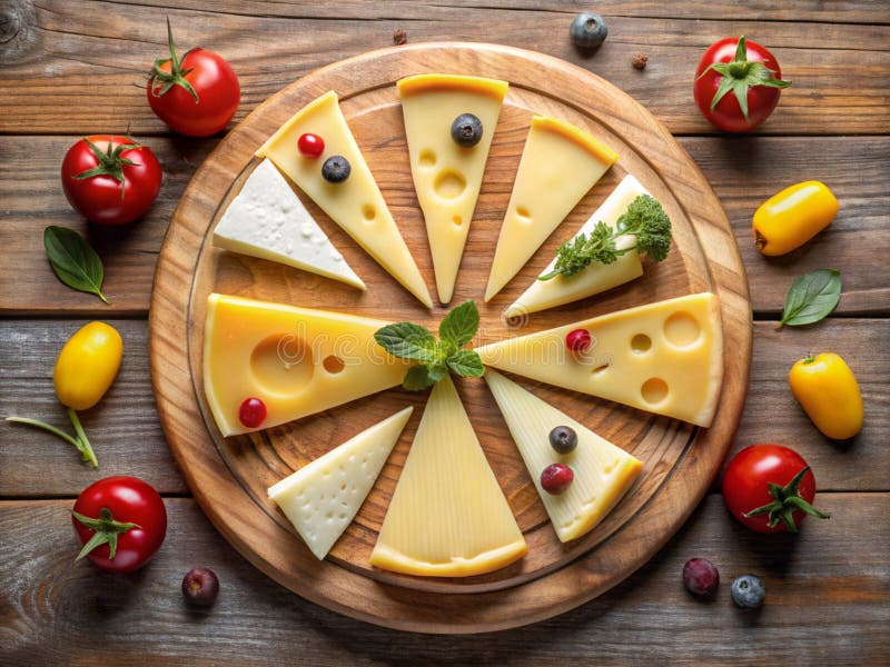 Cheese Slices Forming a Smiley Face on a Cheese Board Stock ...