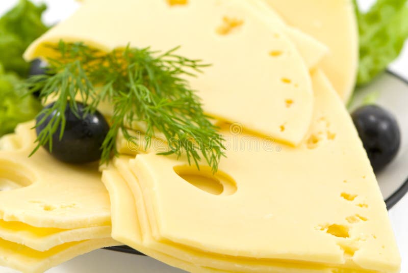 Cheese slices on the plate stock image. Image of plate - 12370325