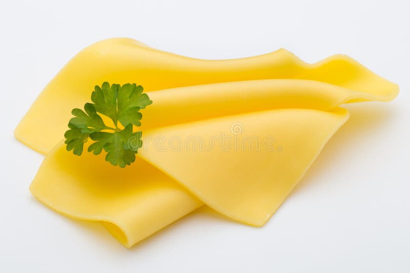 Cheese Slices Close-up Isolated on a White Background. Stock Photo ...
