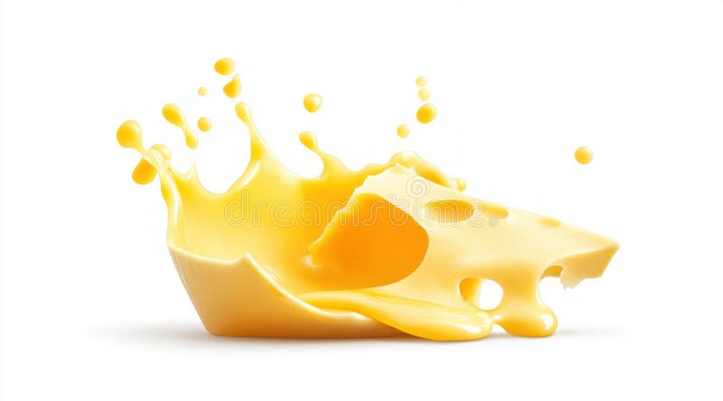 Cheese Splash with Cubes Isolated on White Stock Illustration ...