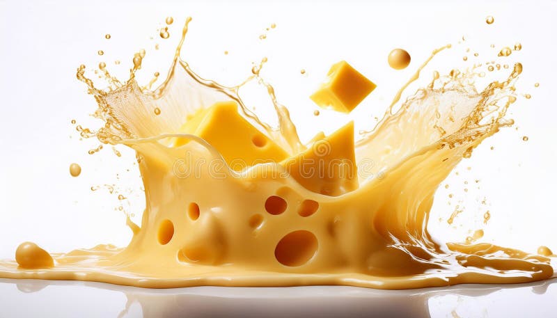 Cheese Splash Isolated on White Background Stock Illustration ...